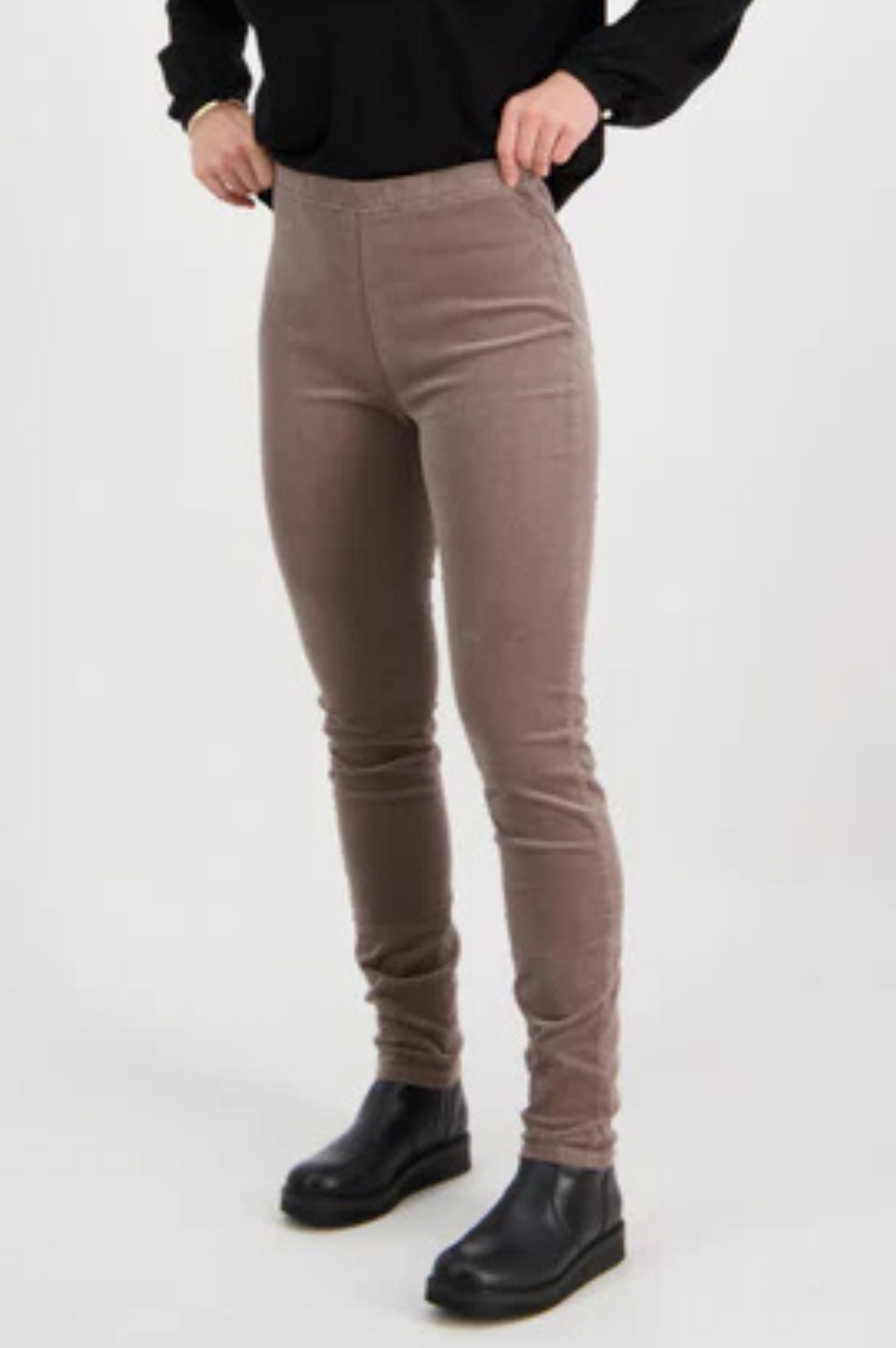 Skinny Pull On Pinwale Cord Pants - Taupe – allaboutagirl