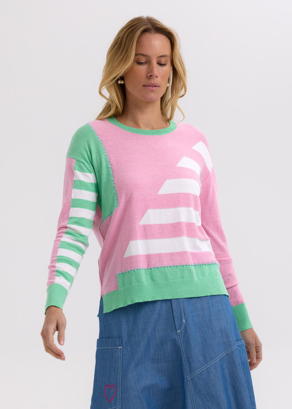 Hand Work Intarsia Jumper - Fondant – allaboutagirl