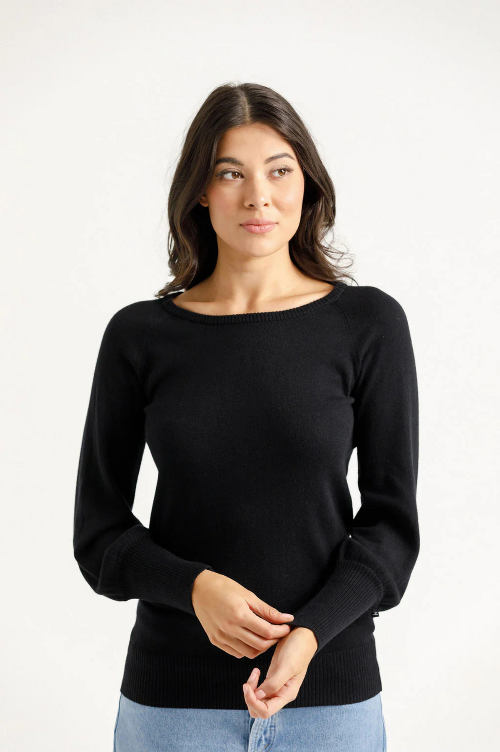 Knitted Grace Crew - Black – allaboutagirl
