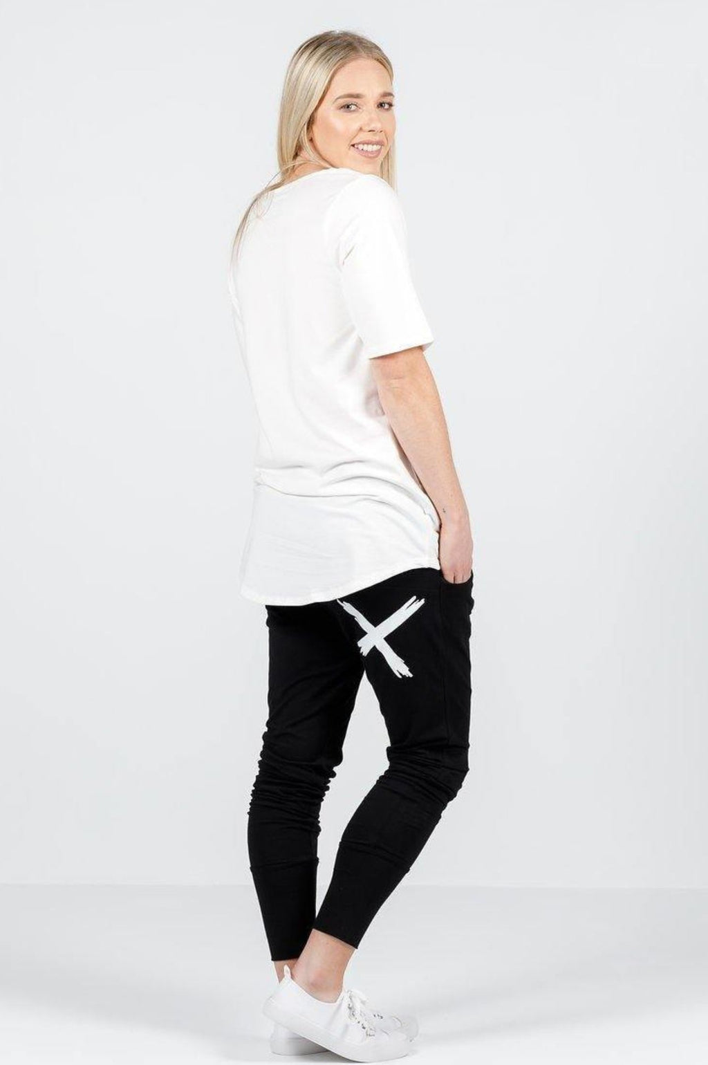 Apartment Pants - Black with White Cross – allaboutagirl